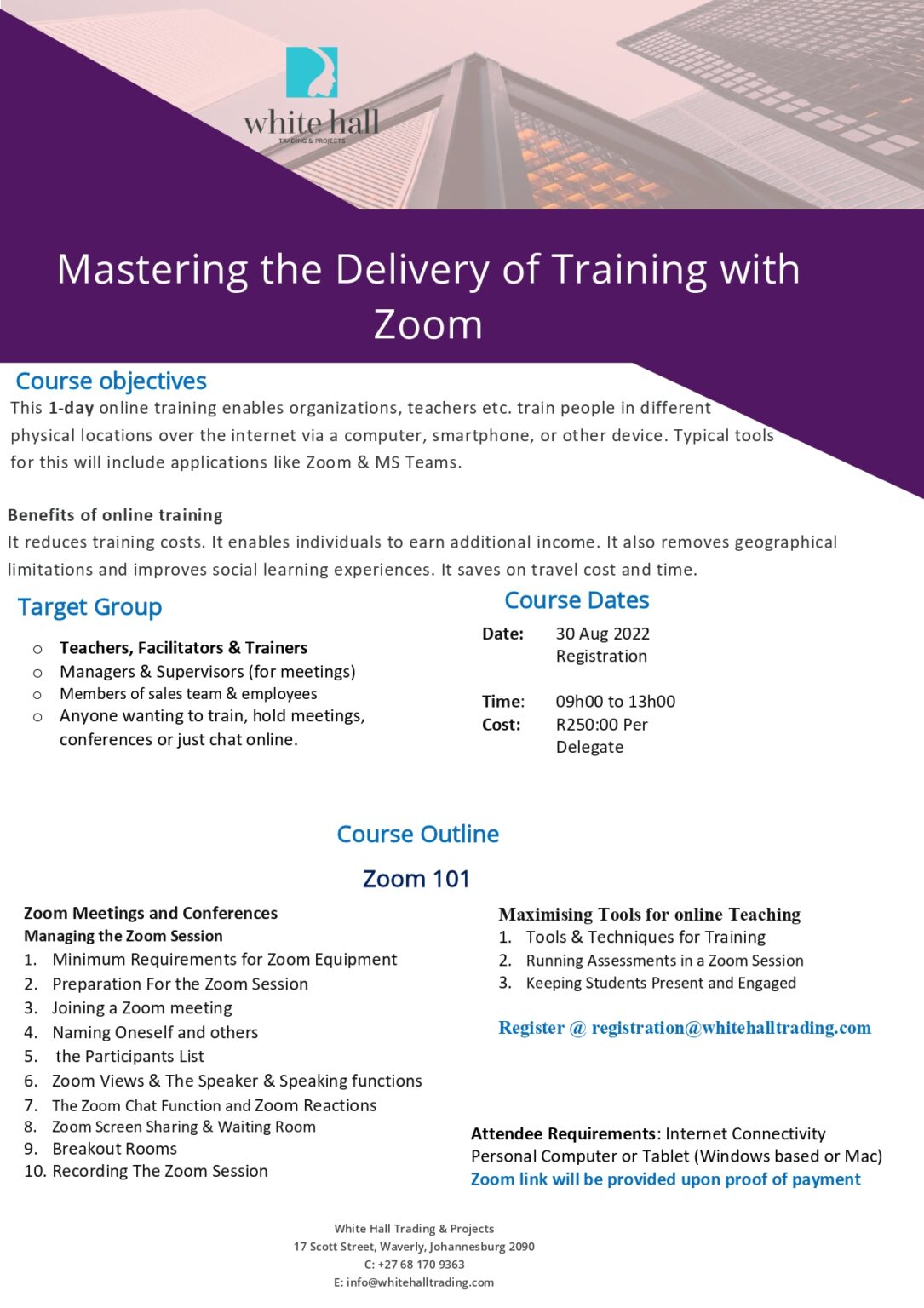 Zoom Training – White Hall Trading